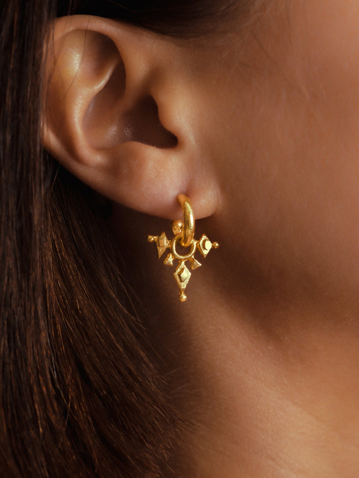 The Twist of Fate Hoops - Gypsy Creole Arrow Cross Charms